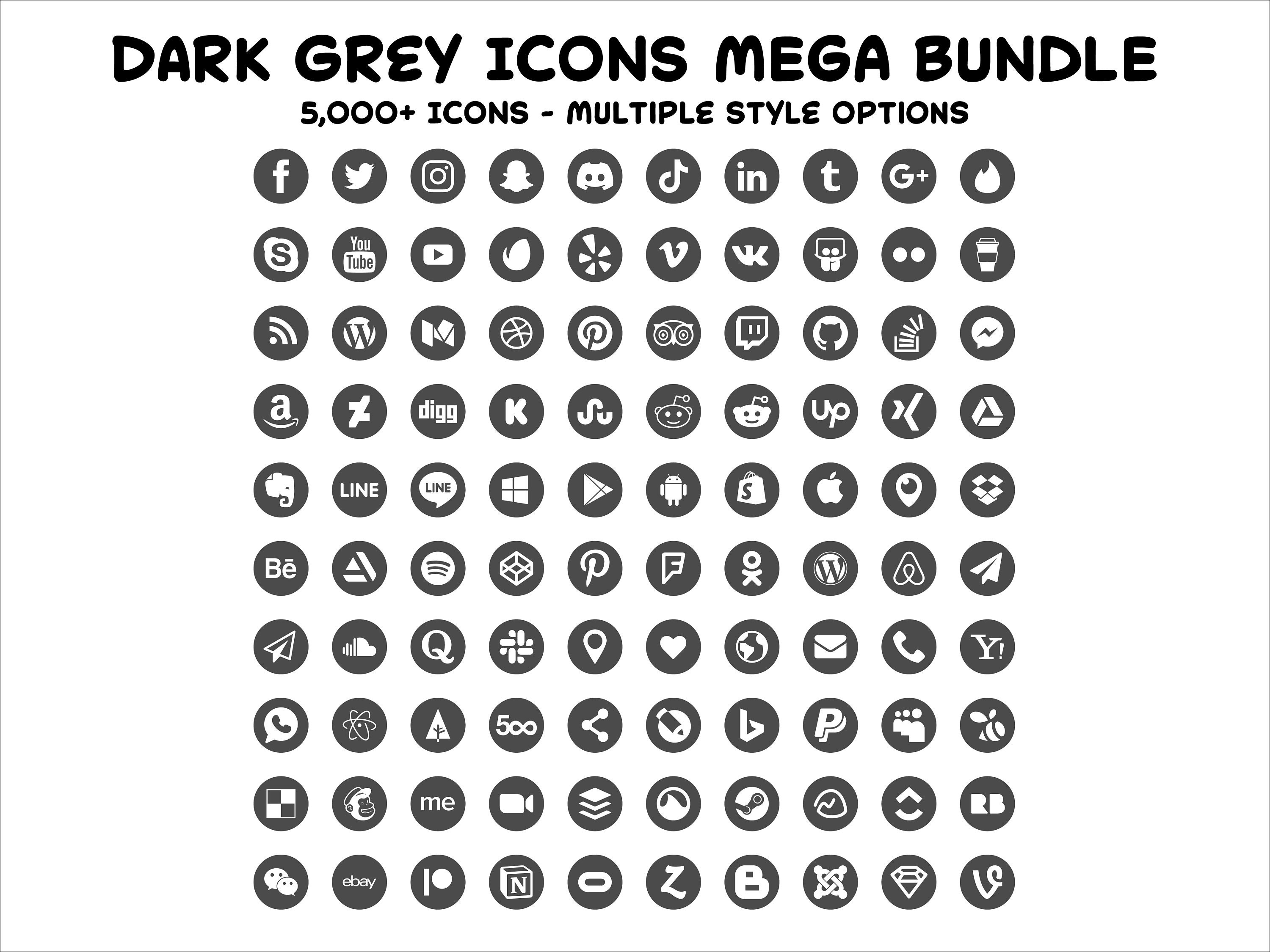 Dark Grey Icons SVG Bundle, Over 5000 Icons, Circut Ready, Blog Icons ...