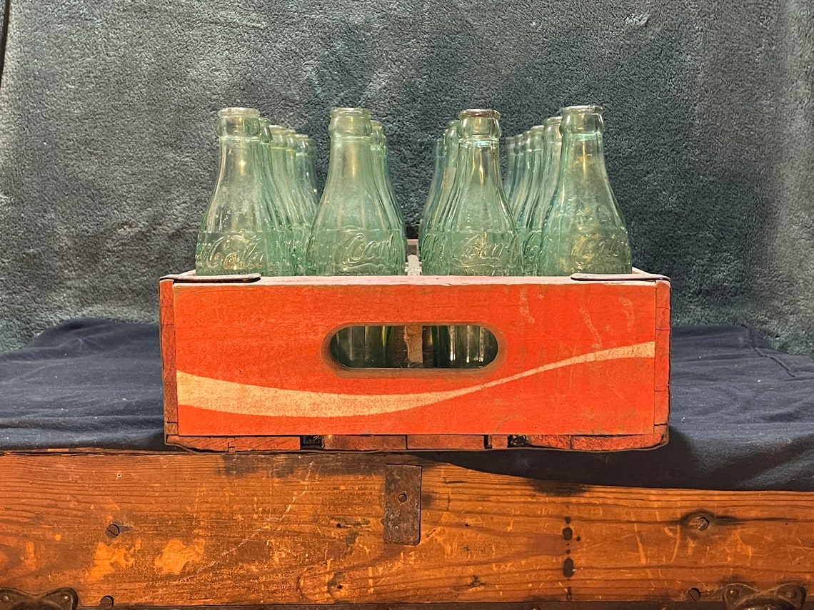 Vintage Wooden Coca-cola Bottle Crate Filled With Vintage Coke - Etsy