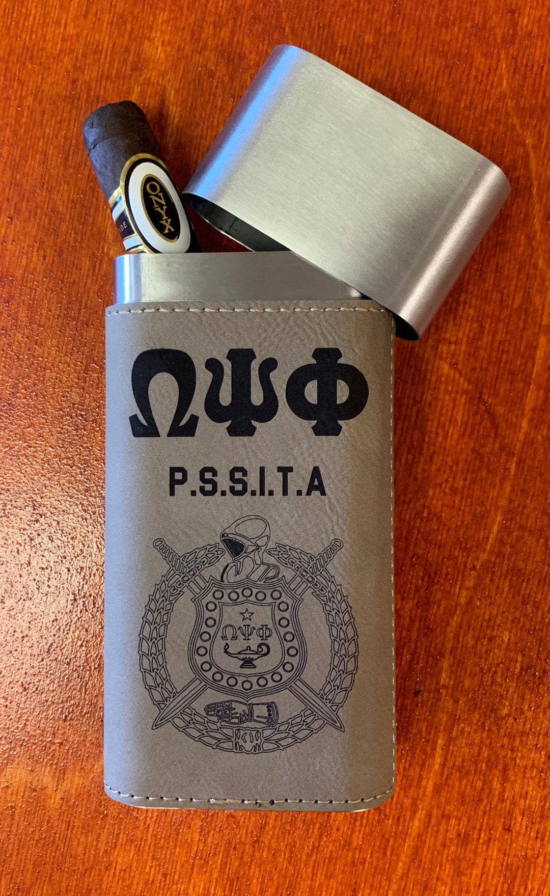 Omega Psi Phi Cigar Carrier Leather Personal Custom Etsy