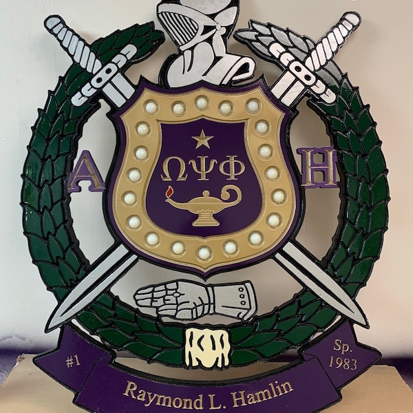 Wooden Omega Psi Phi Shield - Etsy