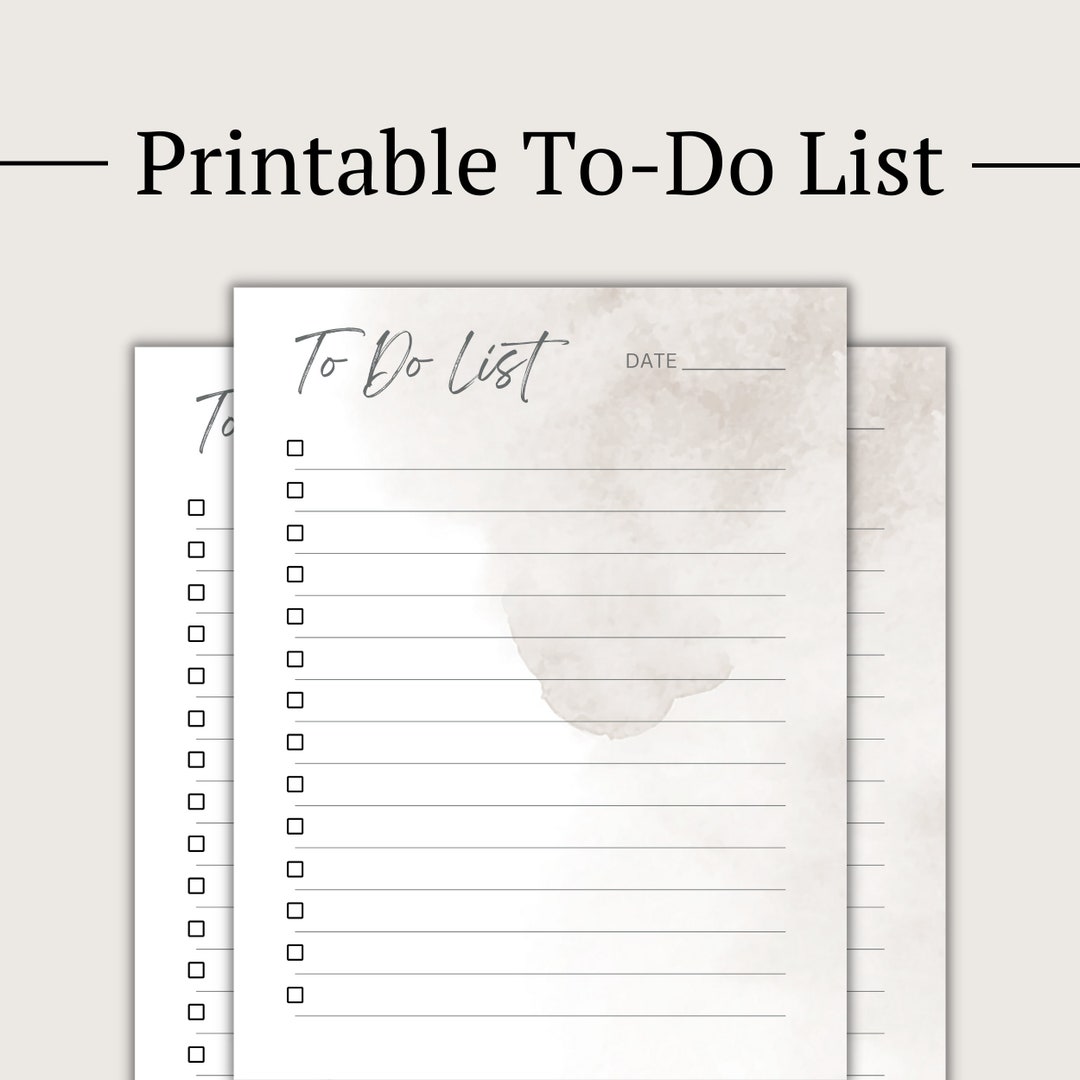 Printable To-do List PDF Daily List Digital Download - Etsy