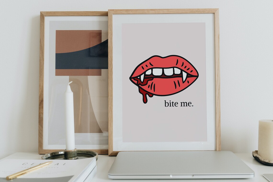 Bite Me Poster Spooky PRINTABLE Artwork Halloween Artwork - Etsy