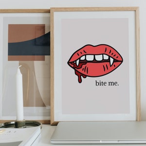 Bite Me Poster Spooky PRINTABLE Artwork Halloween Artwork - Etsy