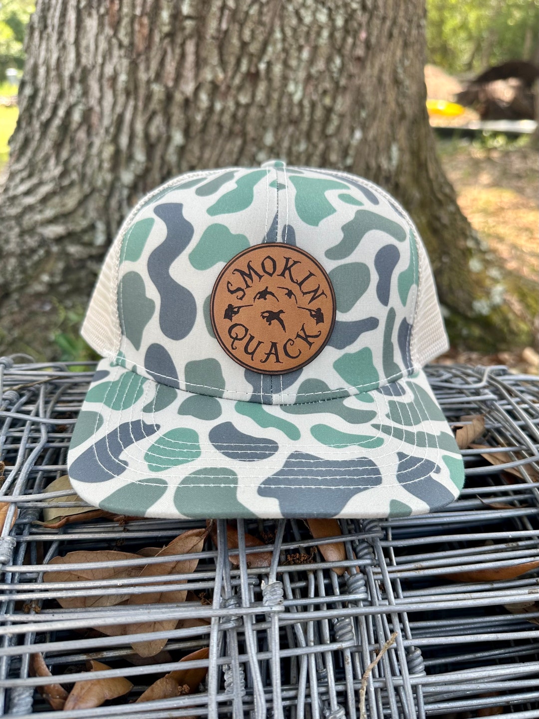 Smokin Quack Leather Patch Trucker Hat - Etsy