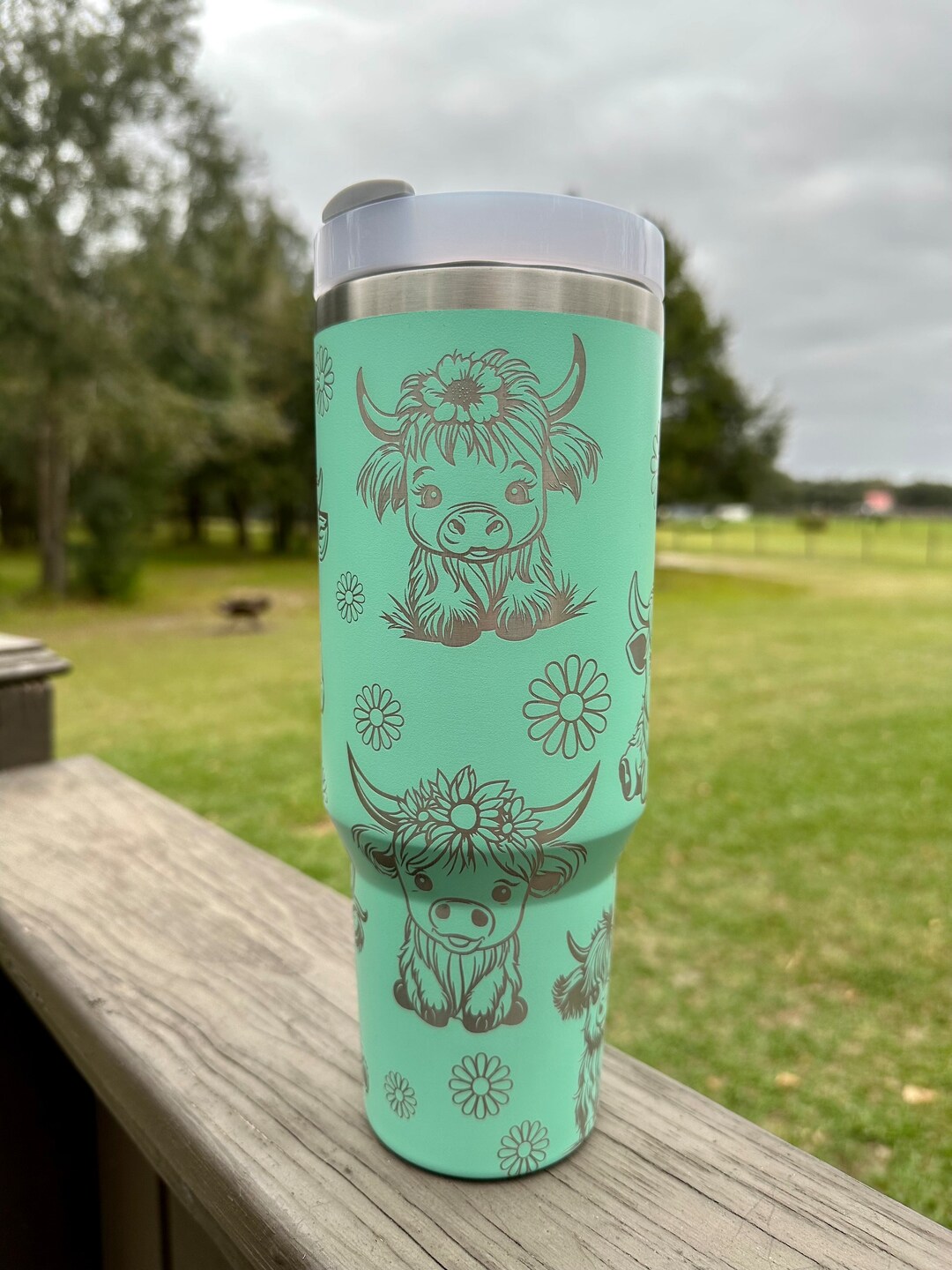Highland Cow 40 Oz Stainless Steel Insulated Tumbler With Handle, Laser ...