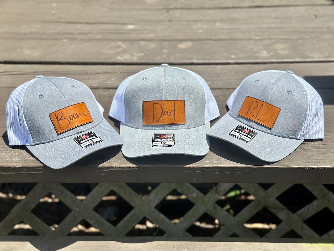 Father/son Personalized Leather Patch Hats - Etsy