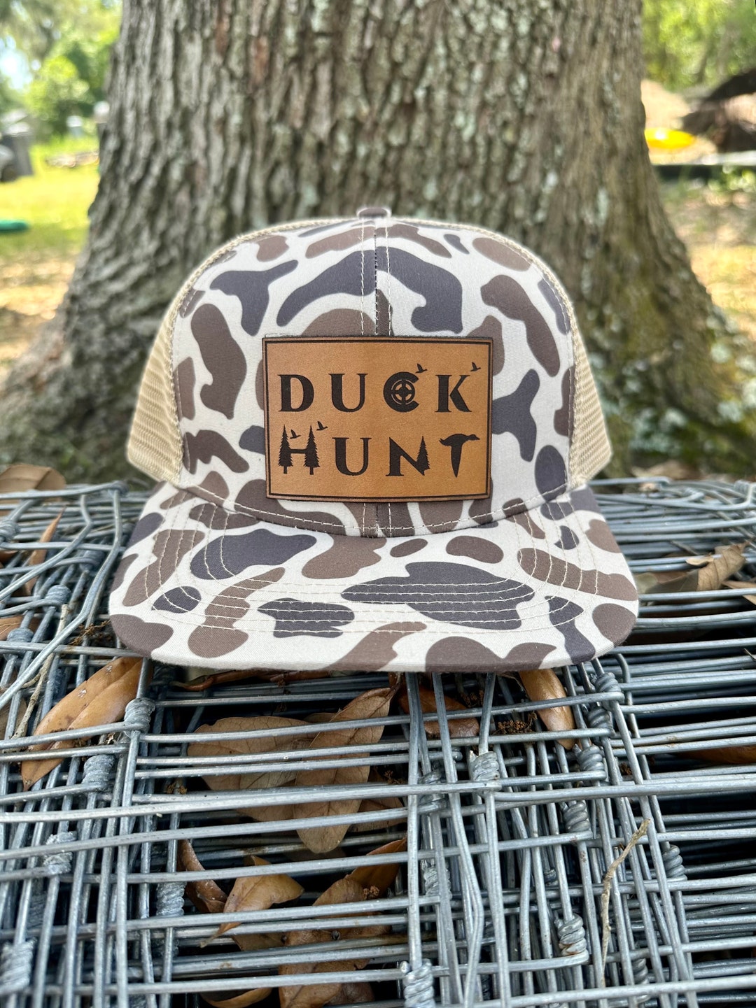 Duck Hunt Leather Patch Trucker Hat - Etsy