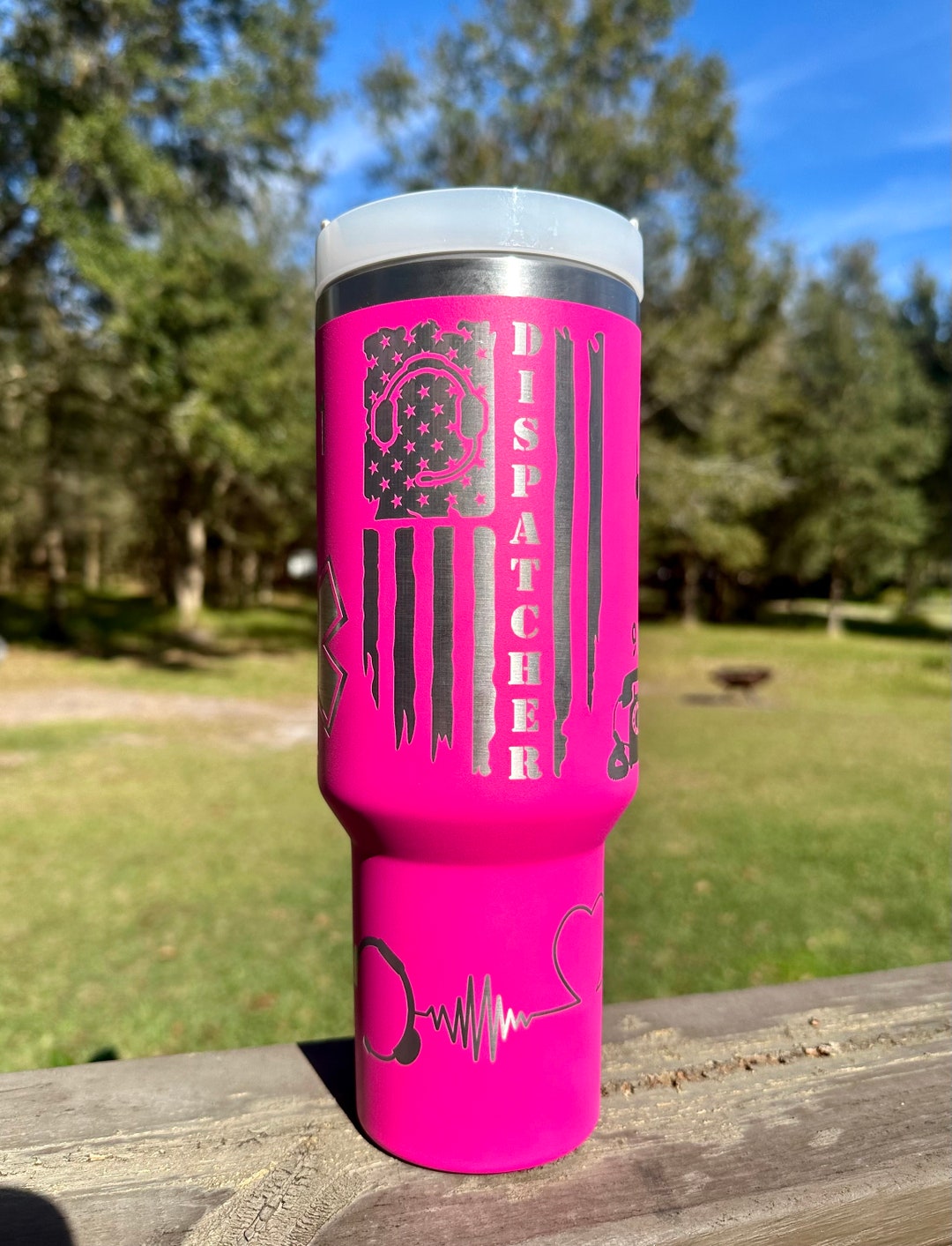 Dispatcher | 911 Dispatch | Yellow Line 40 Oz Stainless Steel Insulated ...