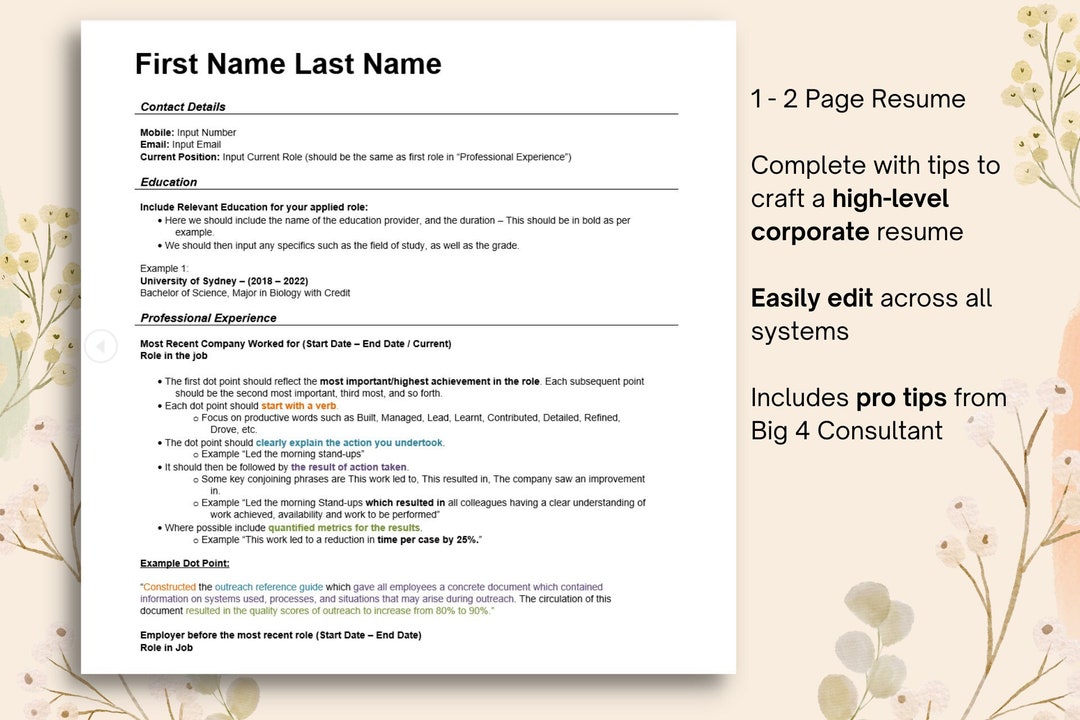 Corporate Resume, Professional Resume, Simple, Modern, Crafted ...