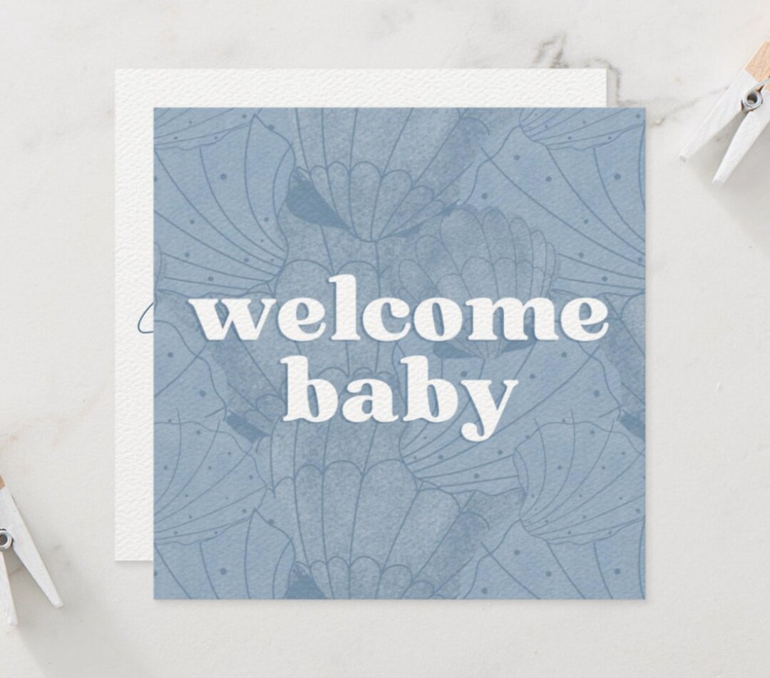 Congratulations Baby Blue Expecting Card, 6x6 Baby Card, Modern Welcome ...