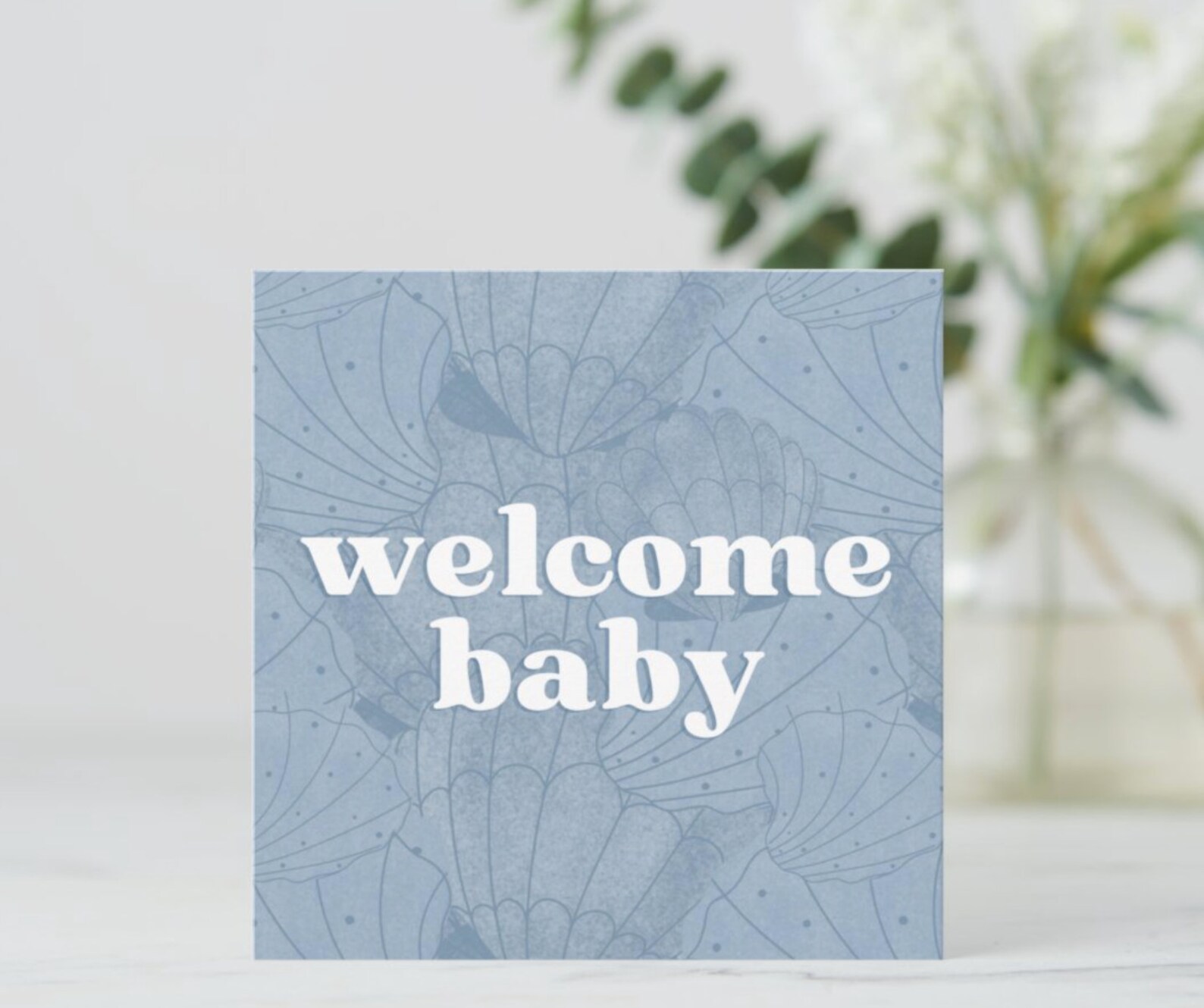 Congratulations Baby Blue Expecting Card, 6x6 Baby Card, Modern Welcome ...