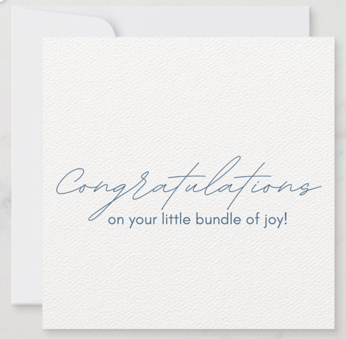 Congratulations Baby Blue Expecting Card, 6x6 Baby Card, Modern Welcome ...