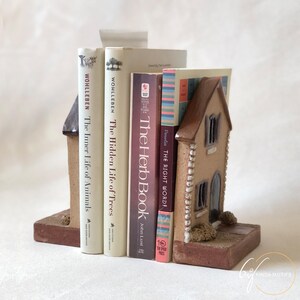 Rustic House Pottery Bookend | Book Support | Dark Rust & Brown Bowl ...