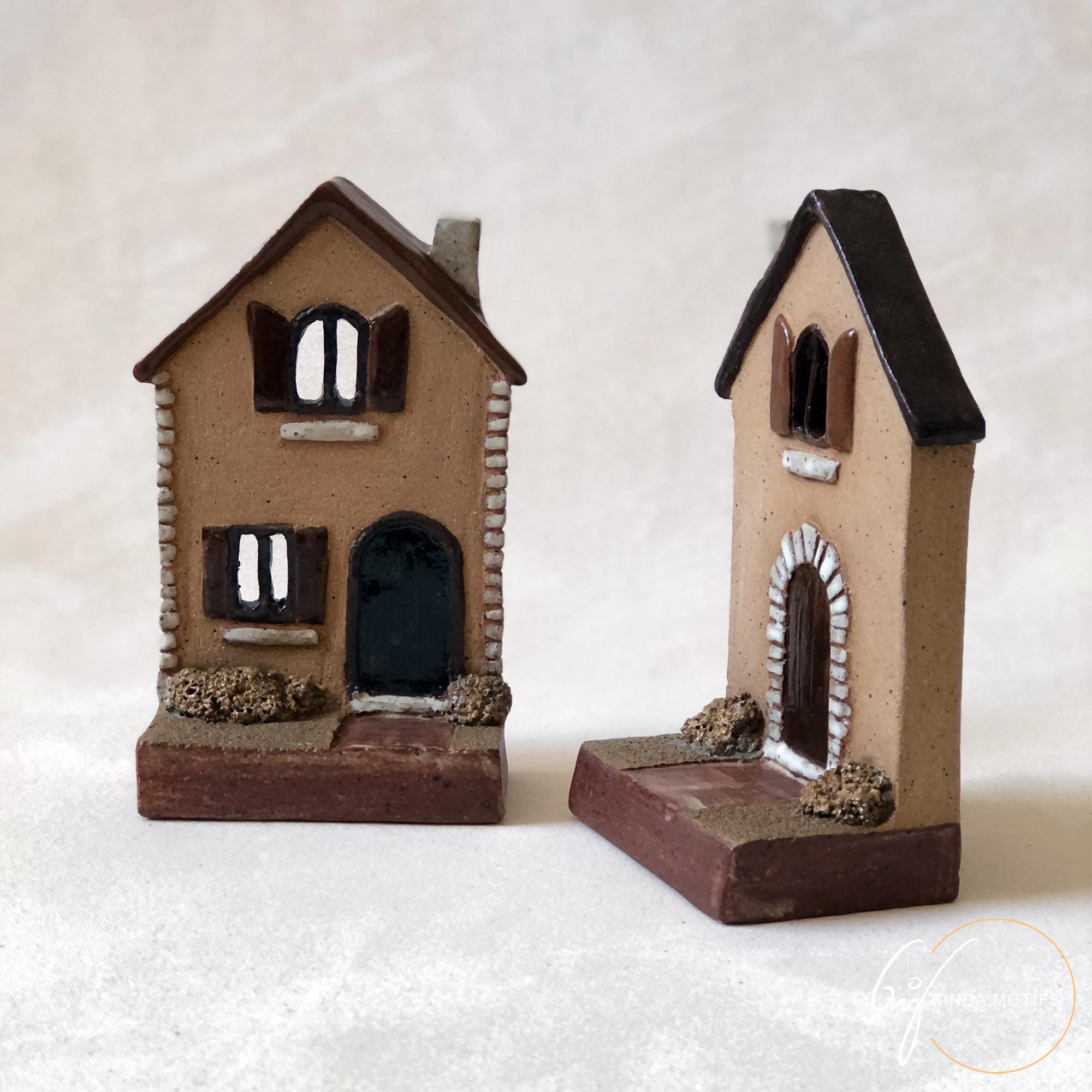 Rustic House Pottery Bookend | Book Support | Dark Rust & Brown Bowl ...