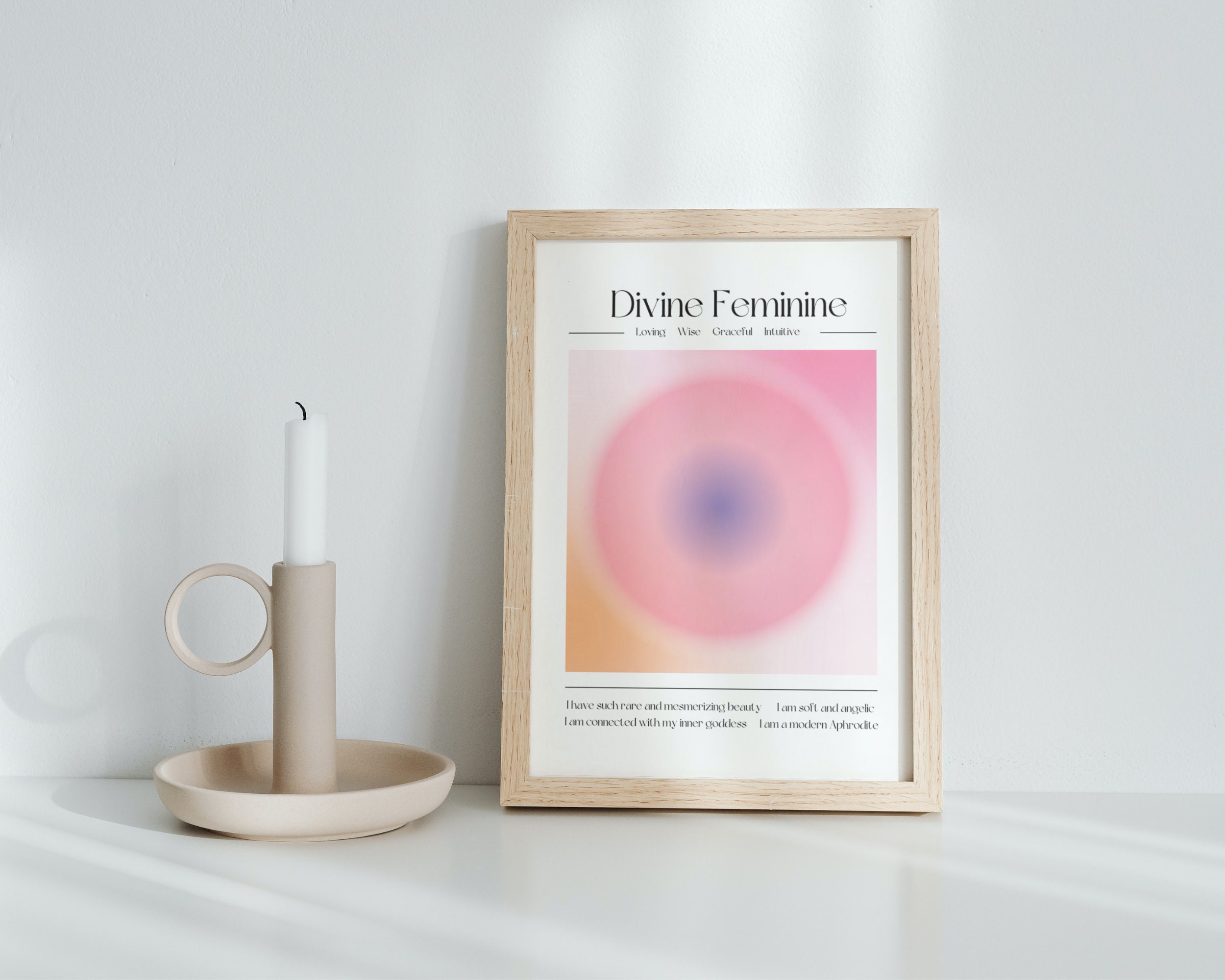 Divine Feminine Pink Aura Poster Glowing Gradient Wall Art - Etsy