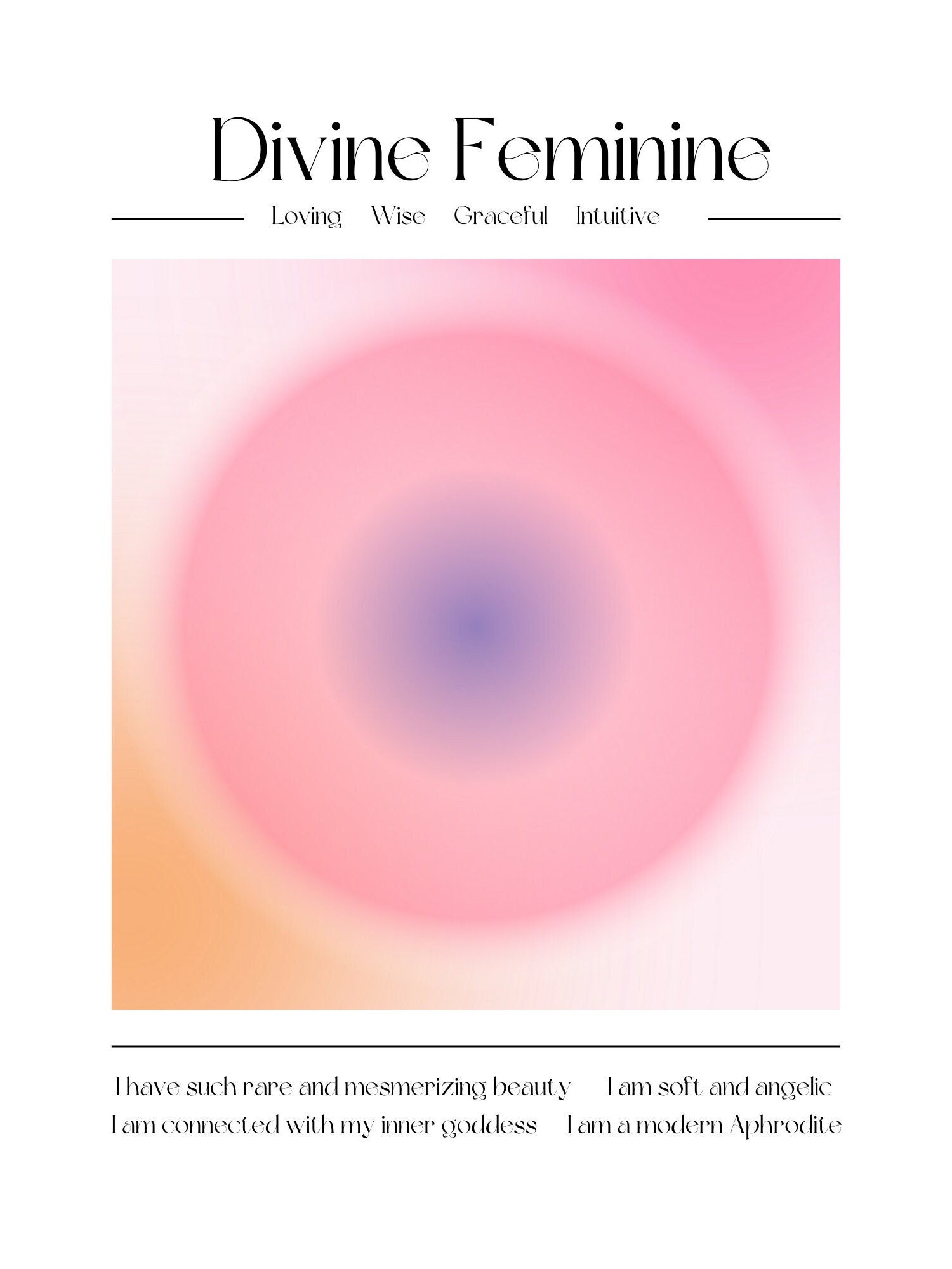Divine Feminine Pink Aura Poster Glowing Gradient Wall Art - Etsy