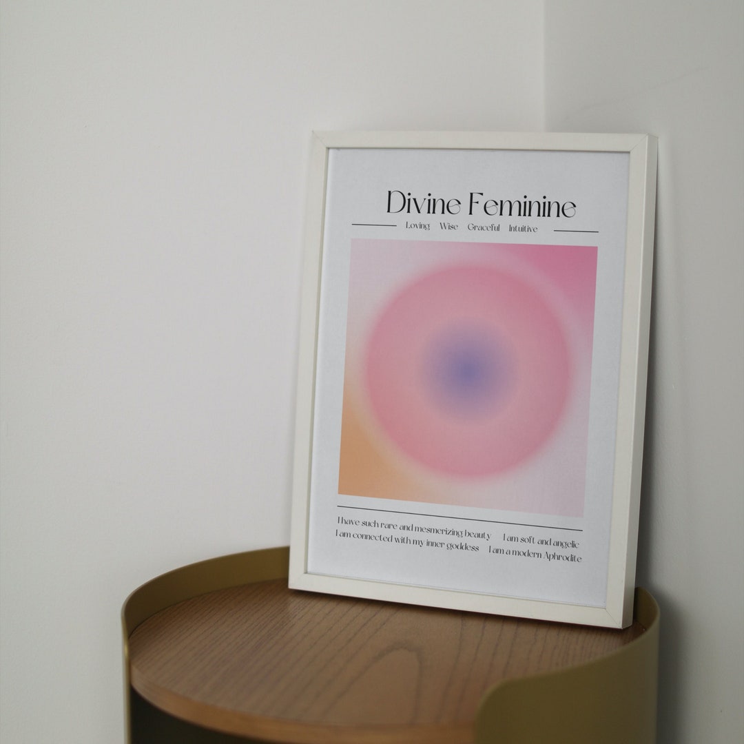 Divine Feminine Pink Aura Poster, Glowing Gradient Wall Art ...