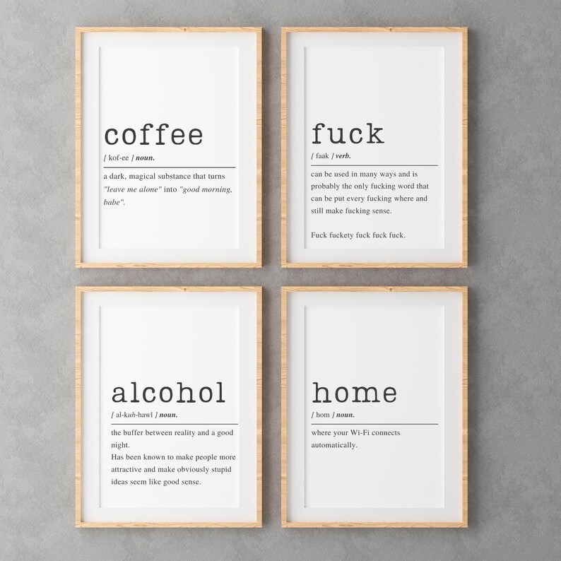 Funny Sarcastic Definition Printable, Home Decor Wall Art, Word ...