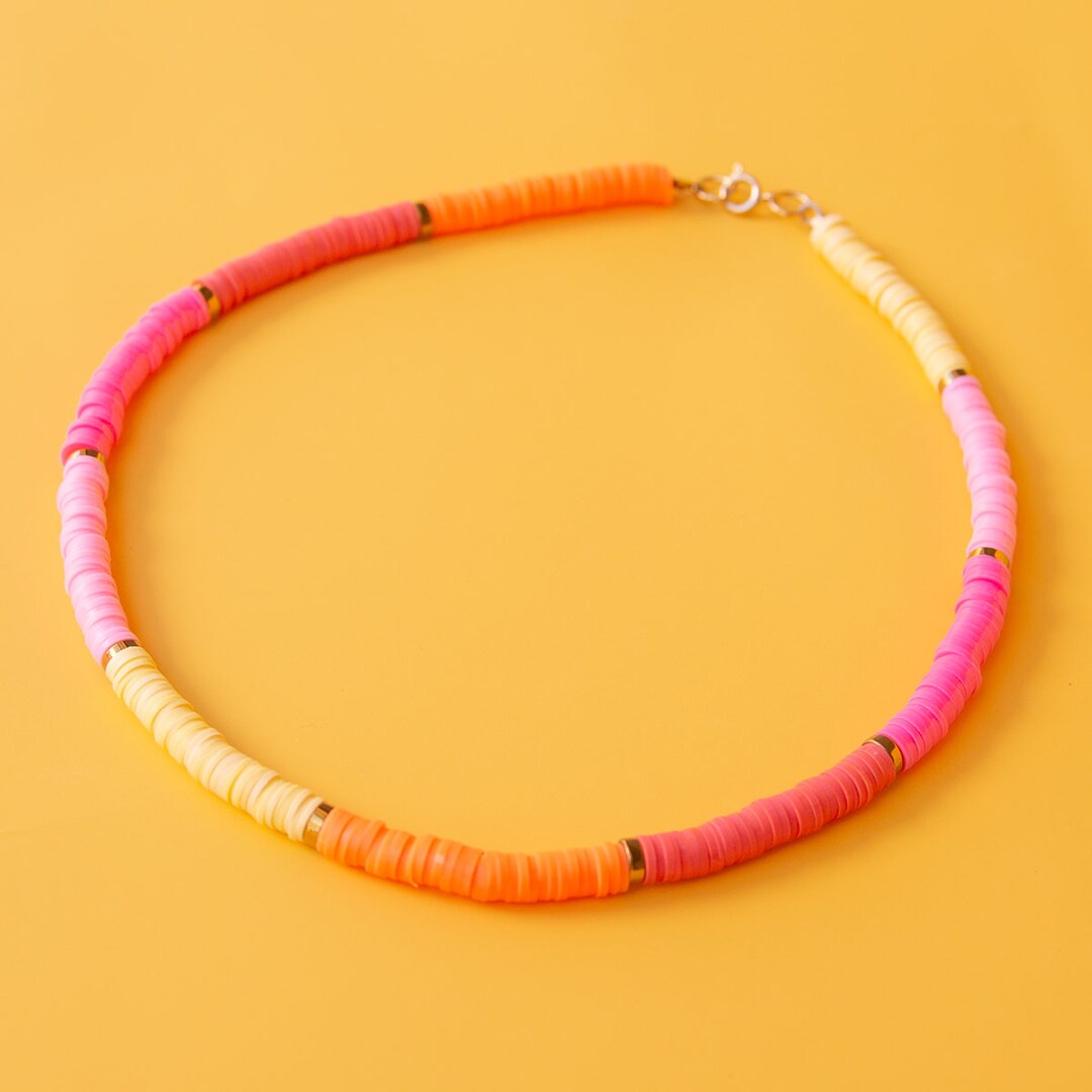 Elle Necklace Heishi and Gold Bead Necklace 17 Inch Necklace - Etsy