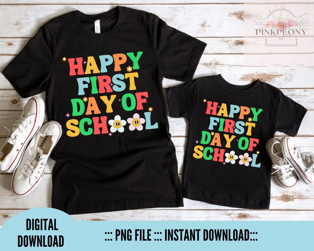 Happy First Day of School Png, Back to School Graphic, Cute Retro ...