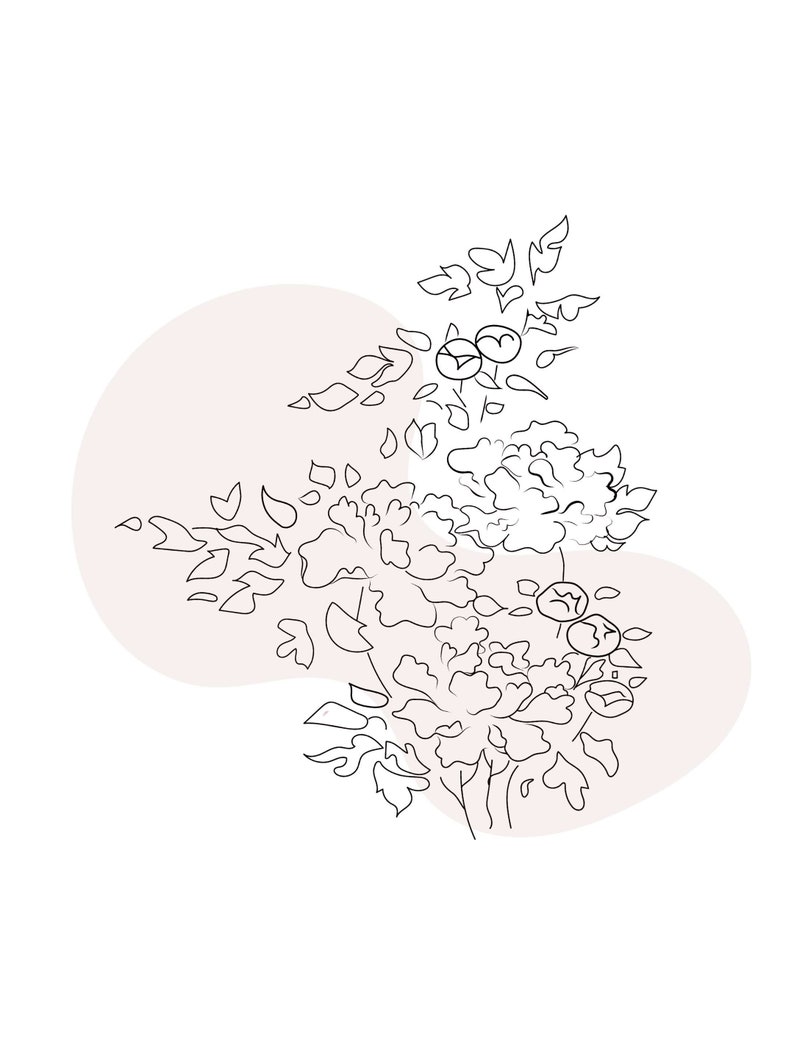 Minimalist, Botanical, Line Art, Peonies, Wall Art, Printable, Digital ...