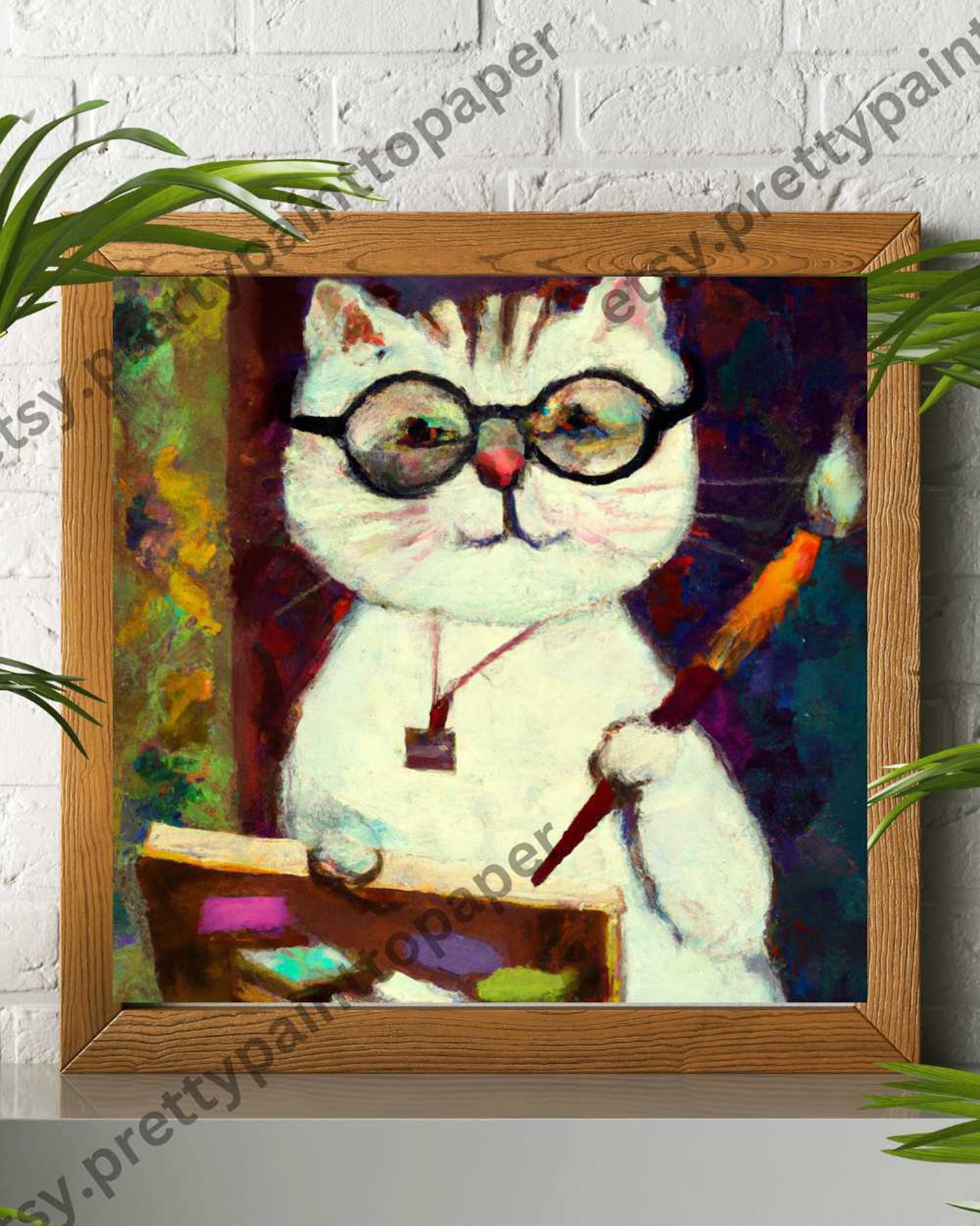 Cat Digital Download, Printable, Poster, .svg, .pdf, Cat as Artist in a ...