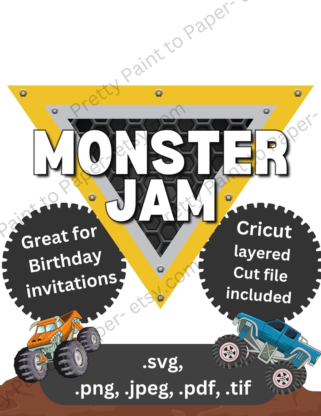 Editable Monster Truck Svg, Layered Cricut Cut File, Monster Jam .svg ...