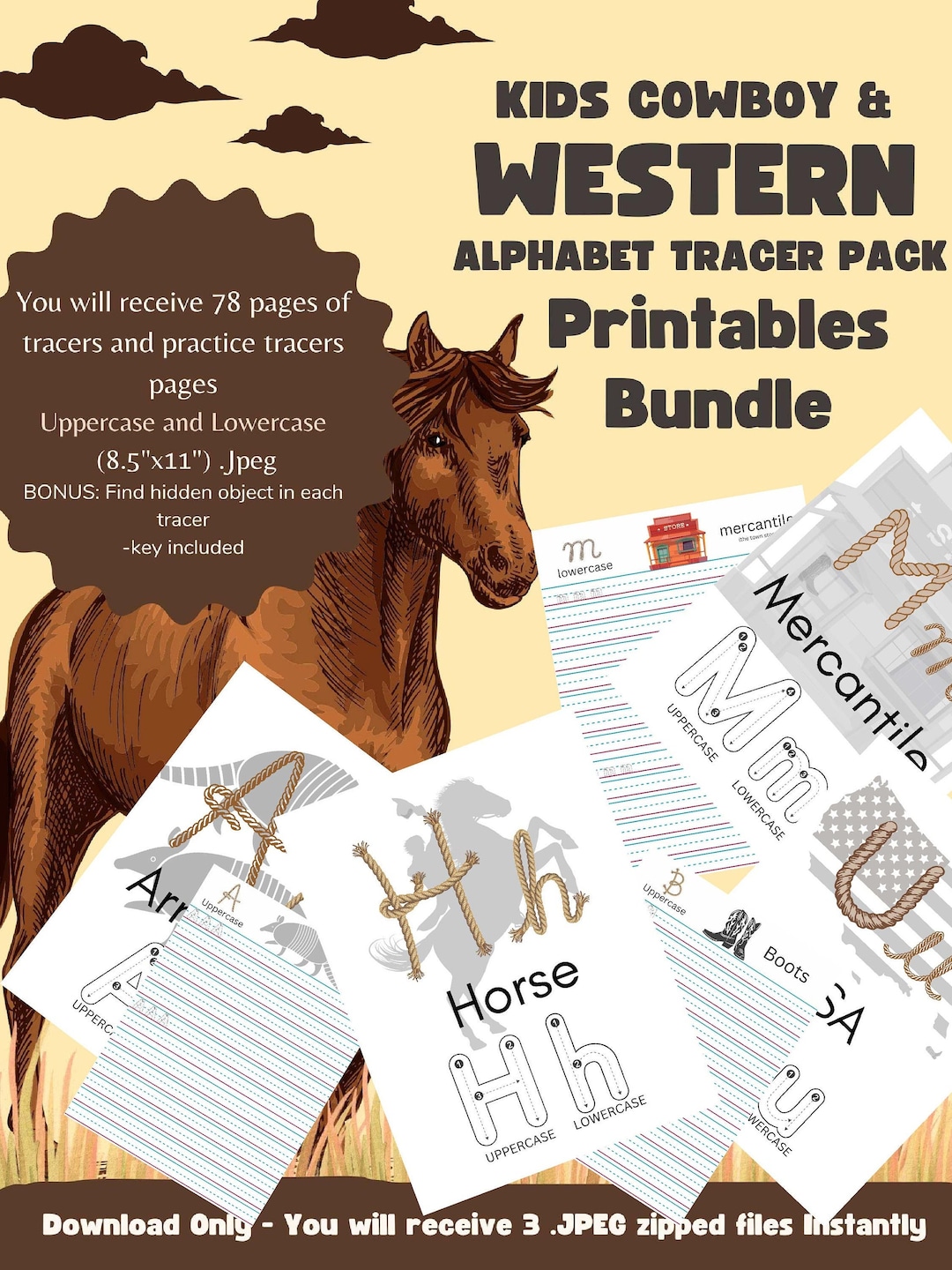Abc's Worksheet Printable, Digital Download, Kids Education, Writing ...