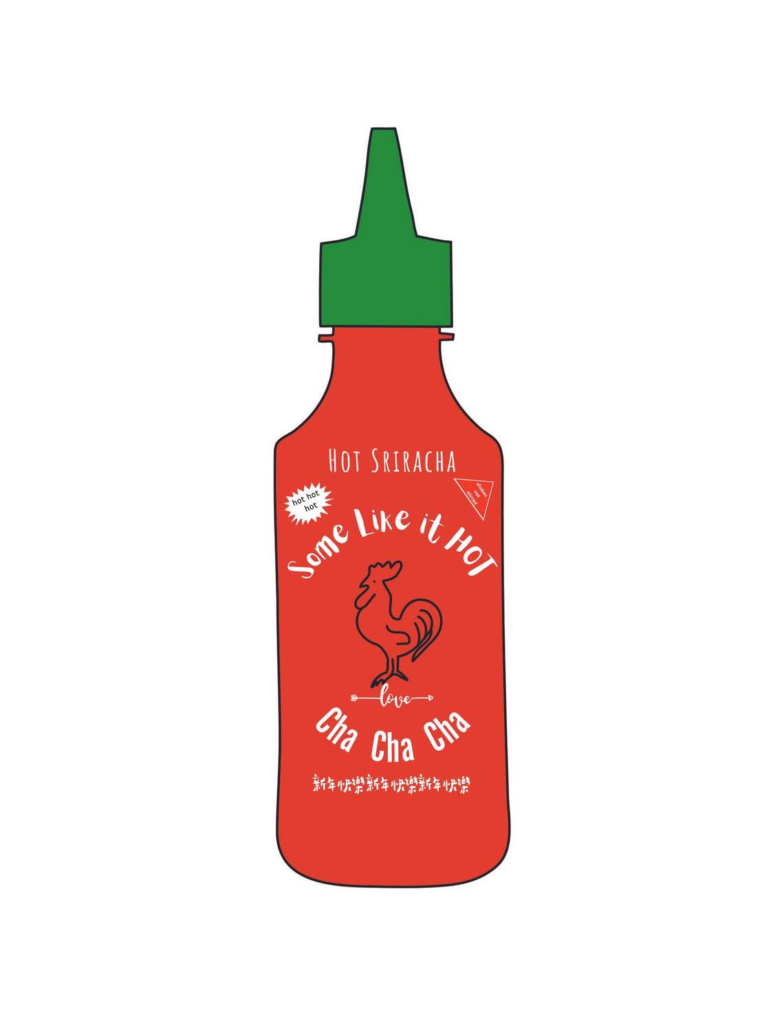 Sriracha .SVG, Instant Download, Printable Hot Sauce Sriracha Bottle ...