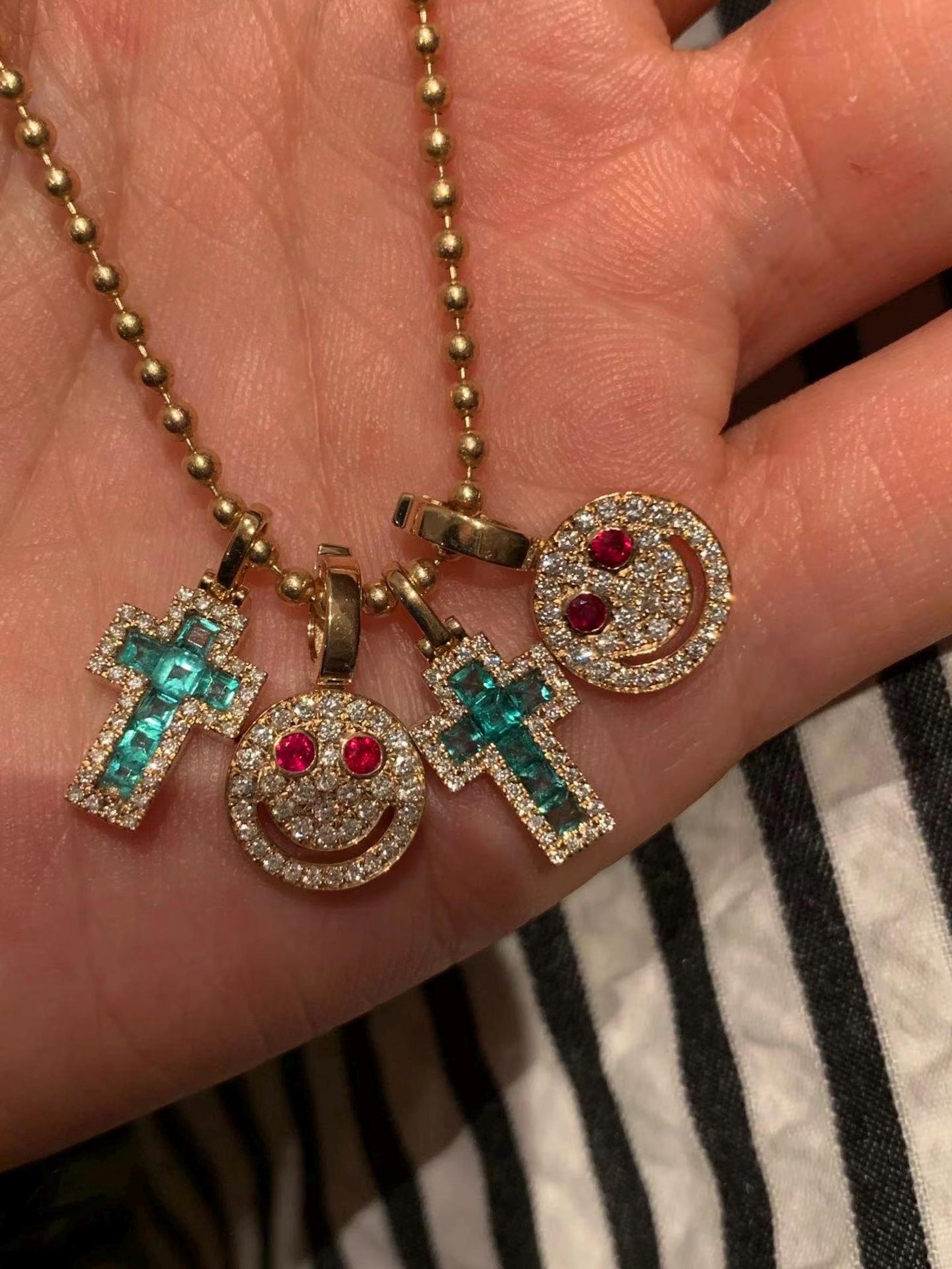 18k Solid Gold Natural Emerald Cross Charm - Etsy