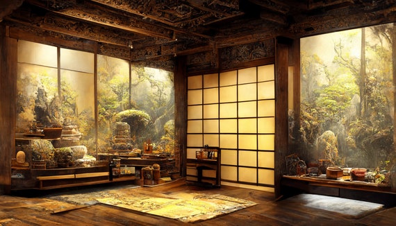 Beautiful Japanese Fantasy Themed Room for Video Conferencing - Etsy