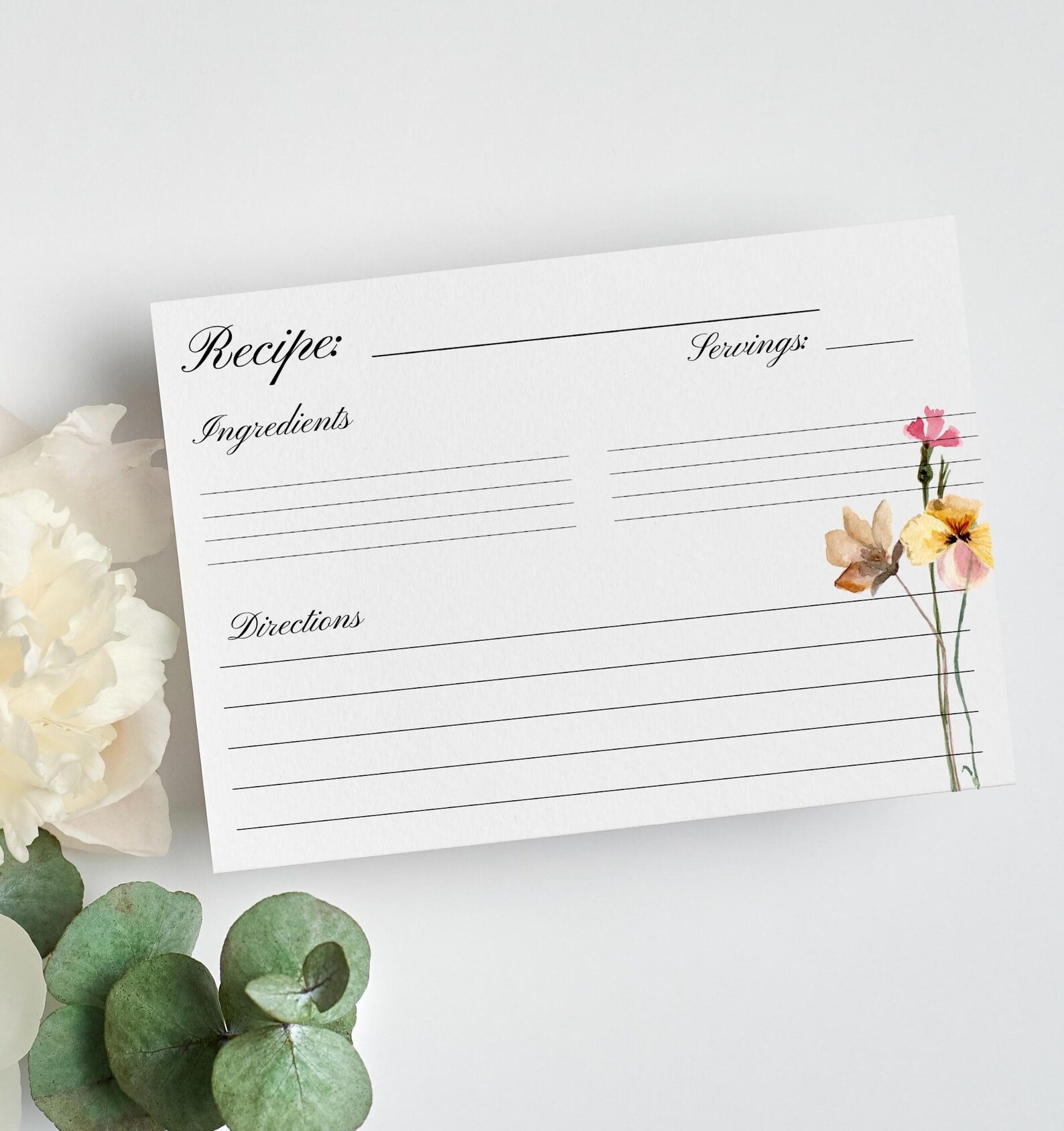 Printable Floral Recipe Template, 4 X 6 Recipe Card, Recipe Card ...
