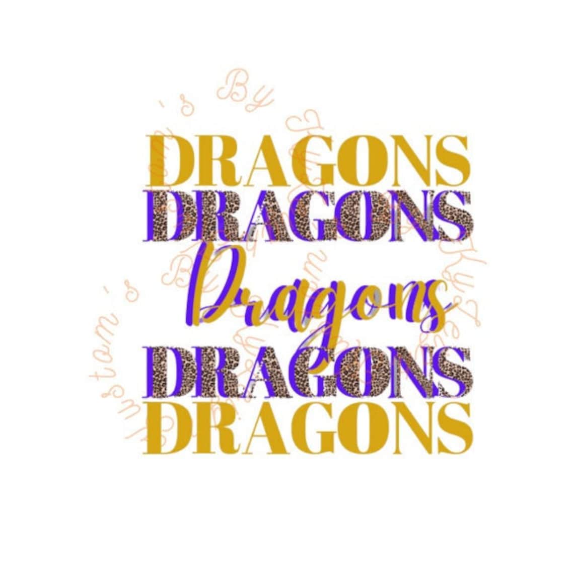 Dragons PNG, Gold, Purple, School Colors, Leopard Print, School Spirit ...