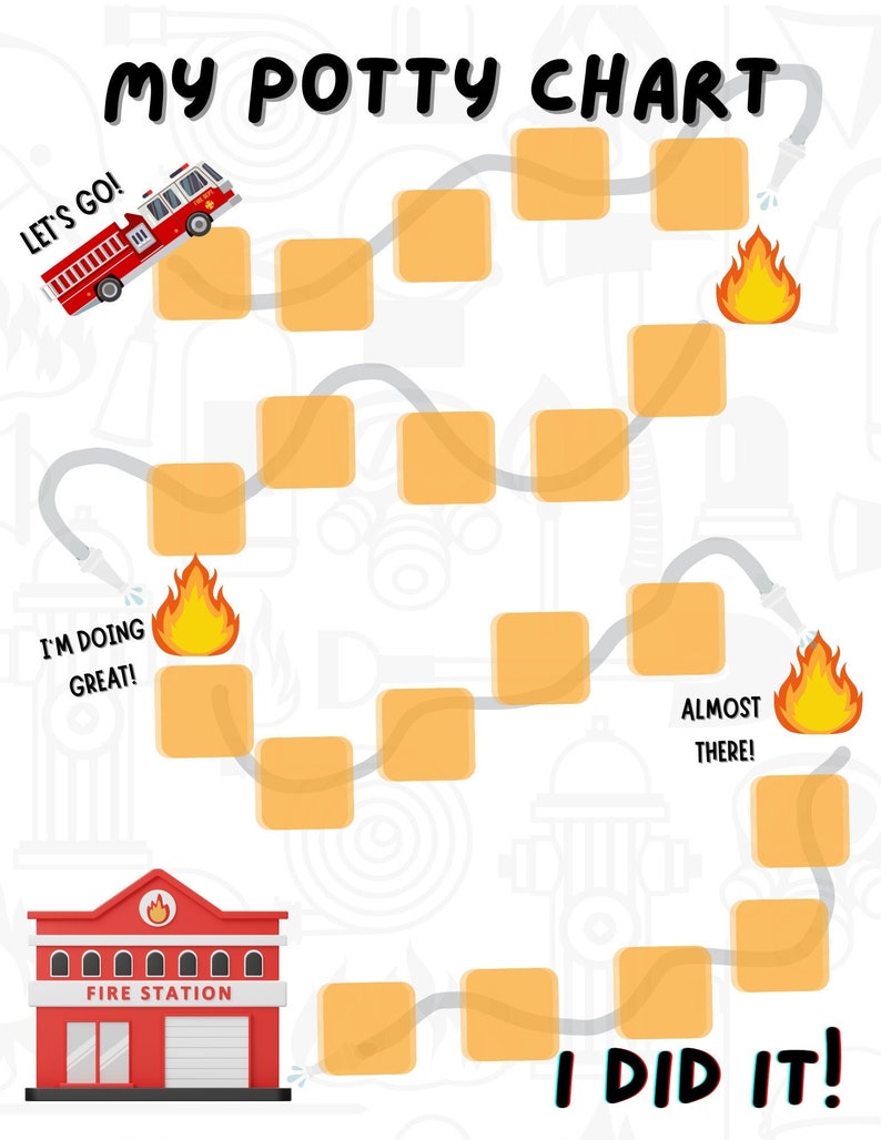 Firefighter Themed Potty Training Sticker Chart | Printable Potty Chart ...