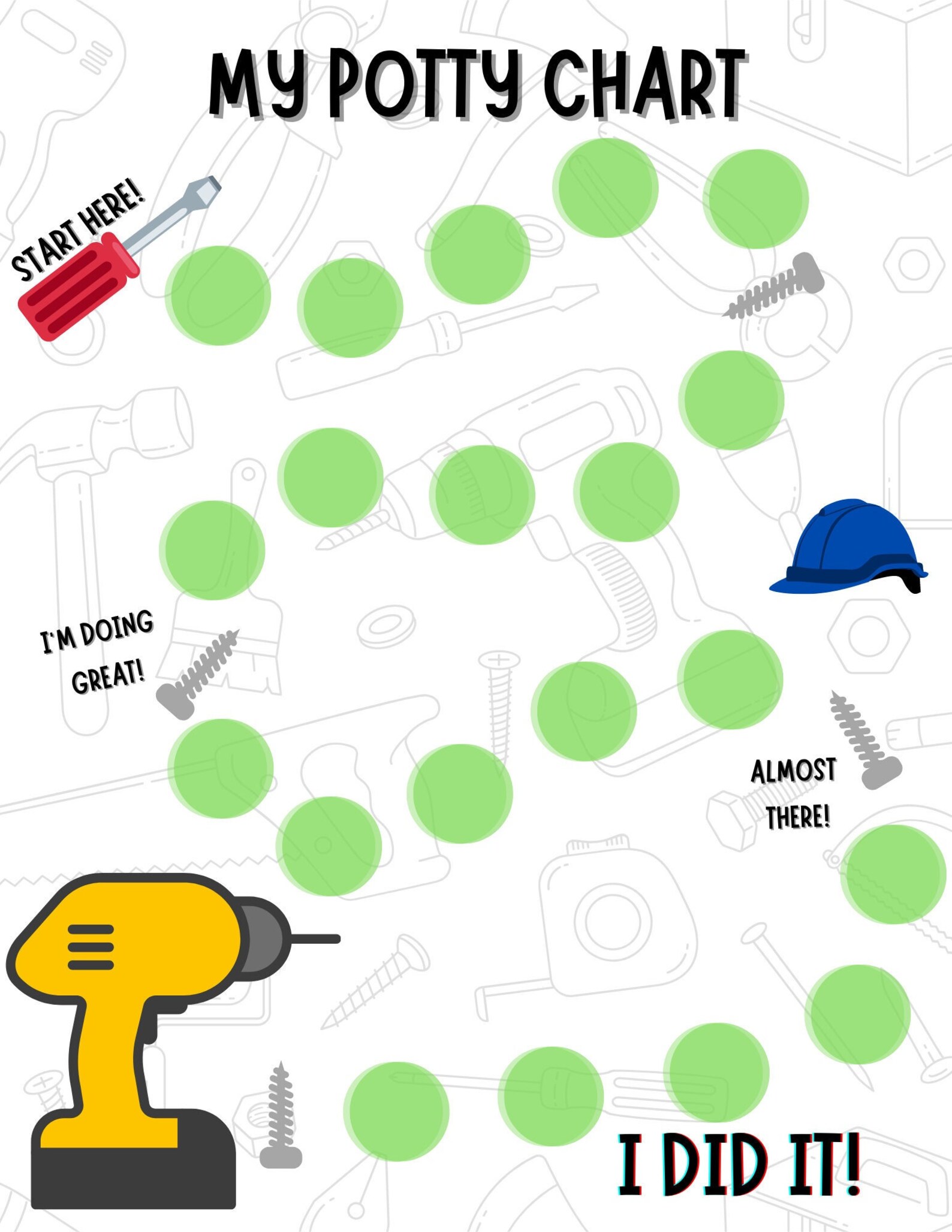 Tools Themed Potty Training Sticker Chart | Printable Potty Chart ...