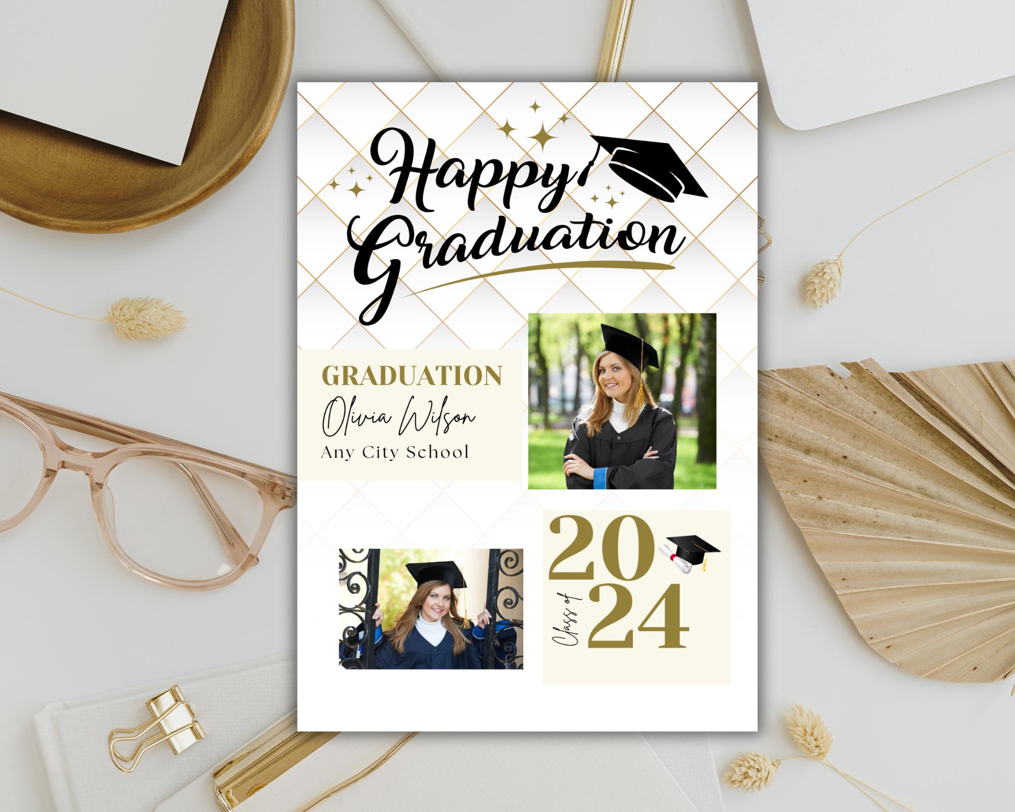 Editable Graduation Card, Minimalist Graduation Announcement ...