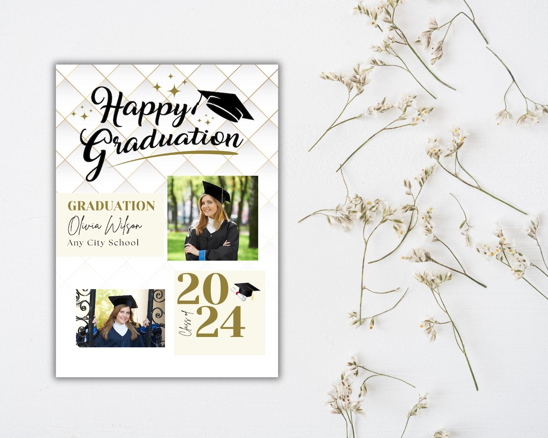 Editable Graduation Card, Minimalist Graduation Announcement ...