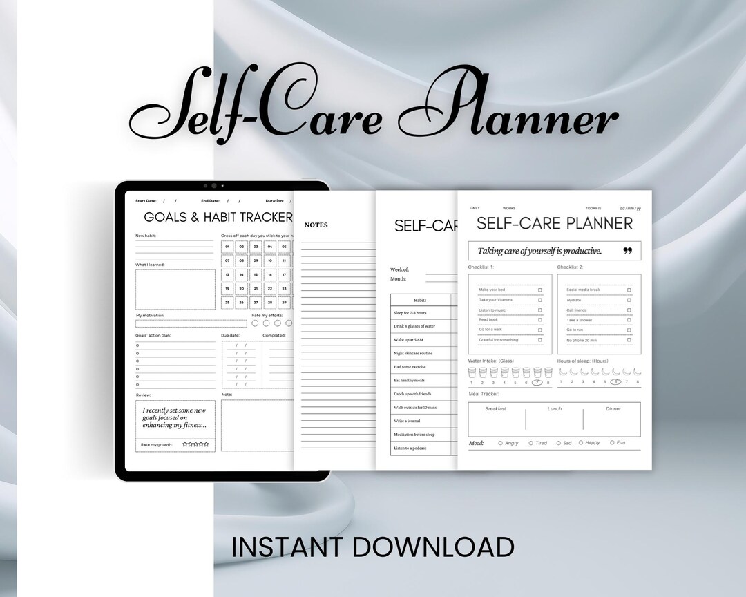 Self-care Planner Printable, Selfcare Journal Tracker, Wellness Planner ...