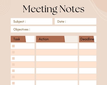 Meeting Notes Template All 5 Colors - Etsy