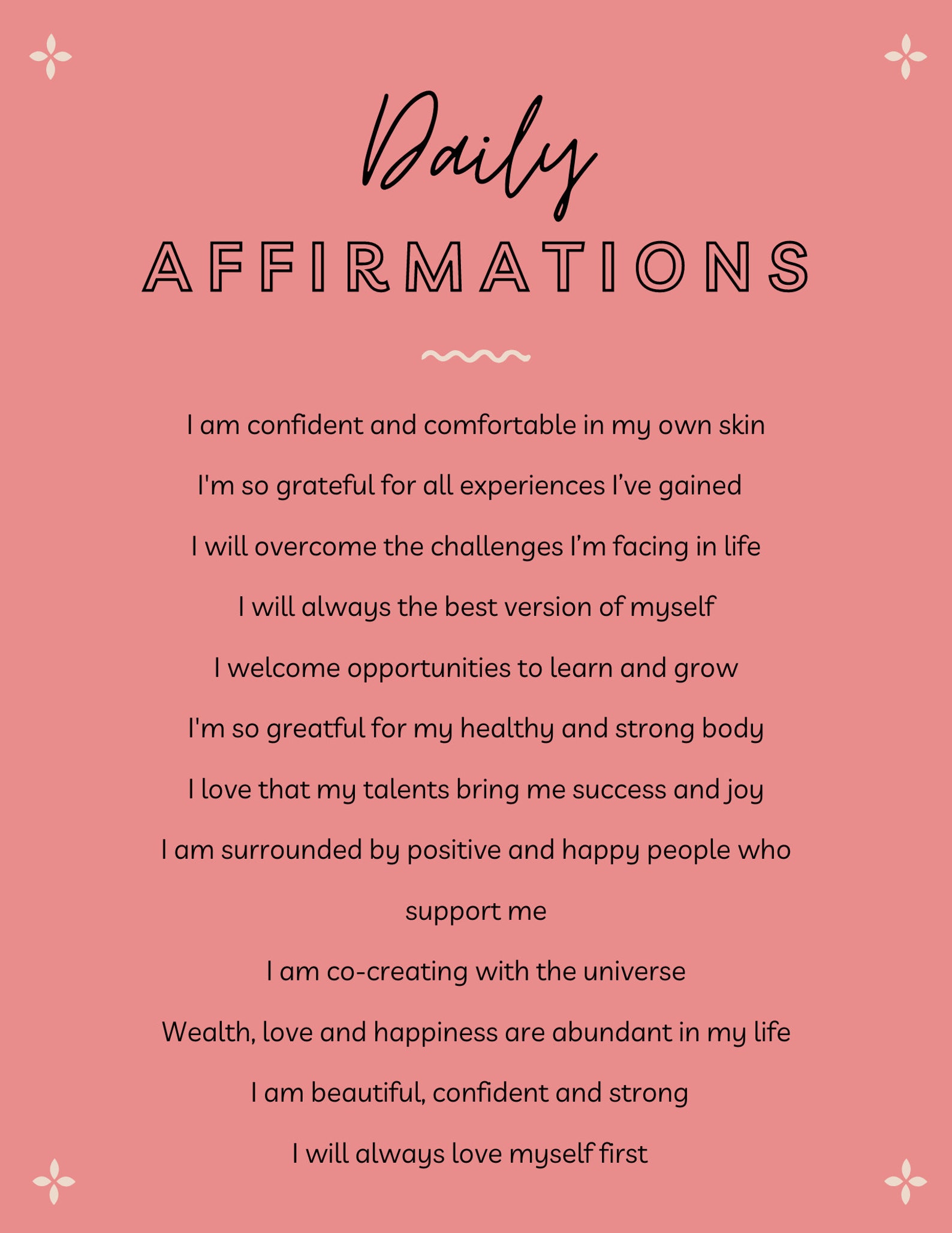 Daily Affirmations Poster - Etsy