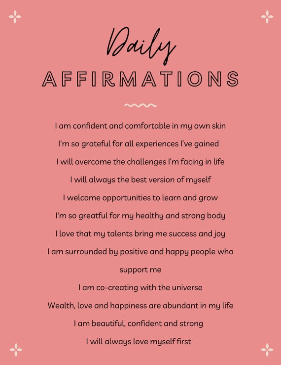 Daily Affirmations Poster - Etsy