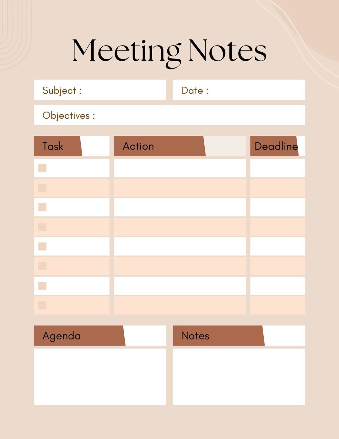 Business Meeting Notes Template - Etsy