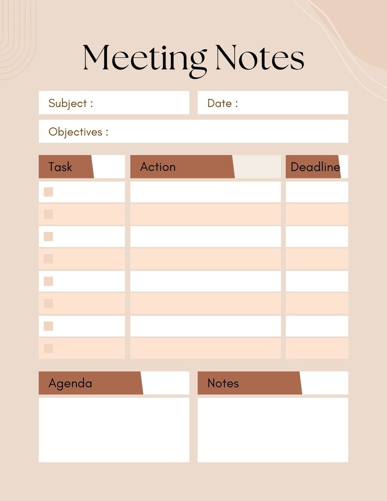 Business Meeting Notes Template - Etsy