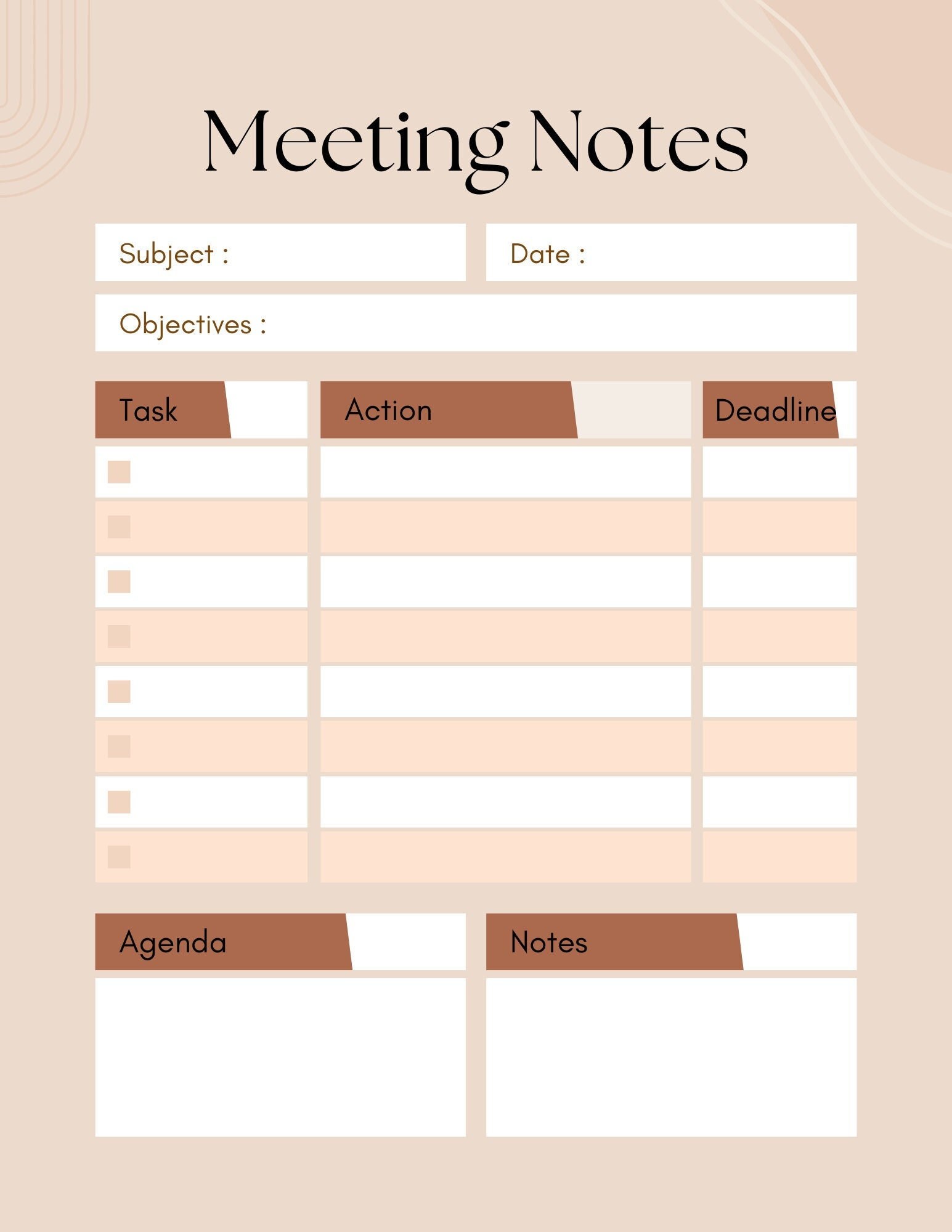 Business Meeting Notes Template - Etsy