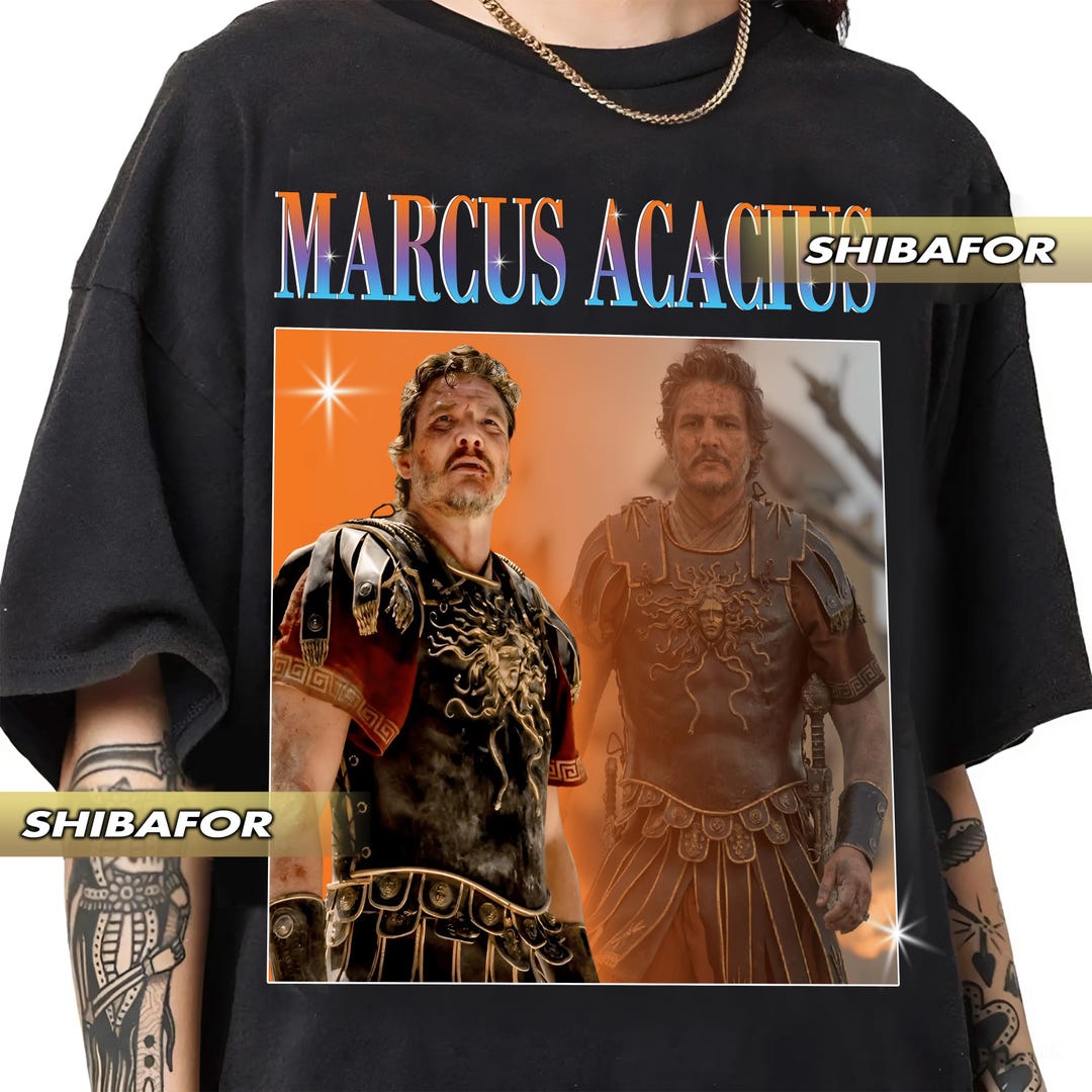 Pedro Pascal as Marcus Acacius Gladiator II Bootleg Vintage Raptee ...