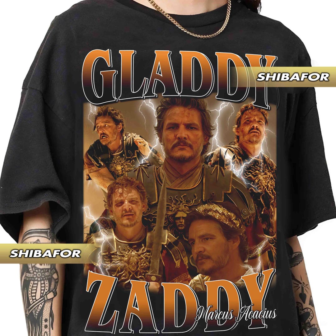 Gladdy Zaddy Pedro Pascal as Marcus Acacius Gladiator II Retro 90s ...