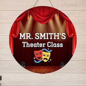 Custom Theater Classroom Door Sign, Personalized Drama Door Hanger ...