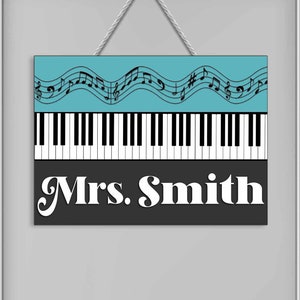 Custom Music Teacher Door Sign, Music Classroom Door Hanger, Piano ...