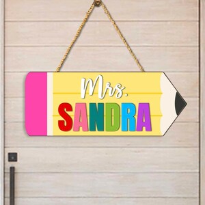 Personalized Teacher Pencil Sign, Pencil Teacher Appreciation Gift ...