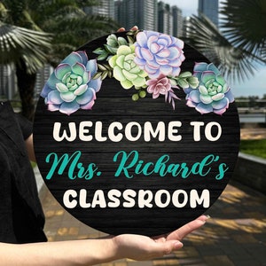 Personalized Succulents Door Sign, Cactus Teacher Door Sign, Teacher ...